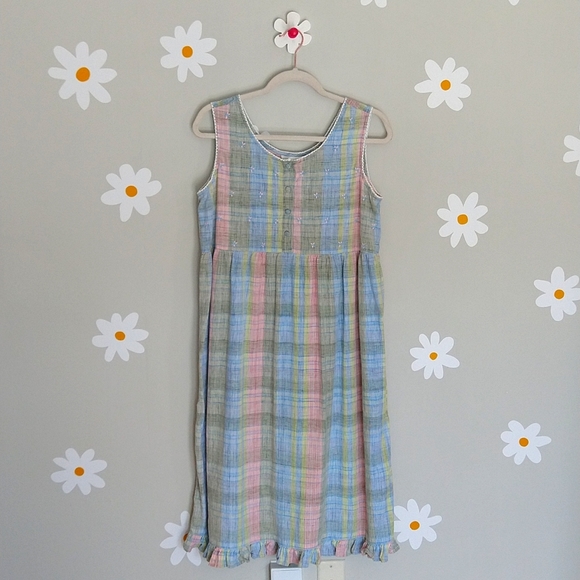 Vintage | Dresses | Amanda Stewart Vintage Pastel Plaid Embroidery ...